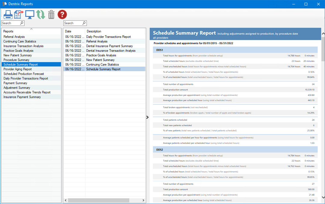 Running a Schedule Summary Report